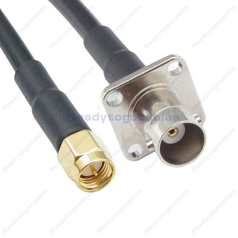 SMA Male To Panel-Mount BNC Female RG58 Cable - Ready To Go Cables